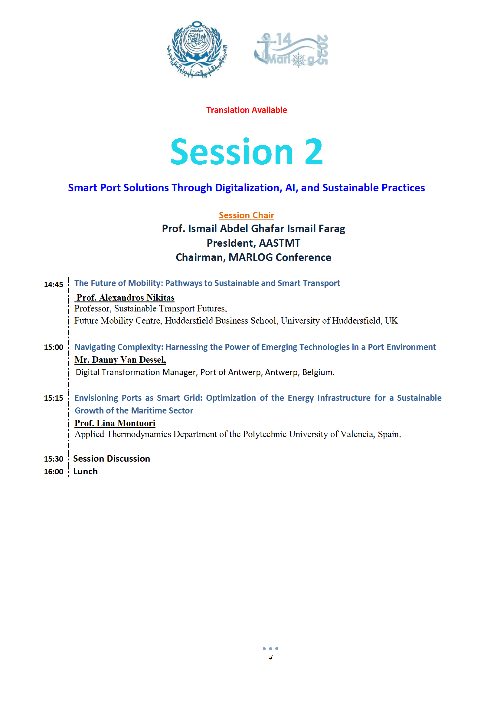 MARLOG15, 2026 | Full Program