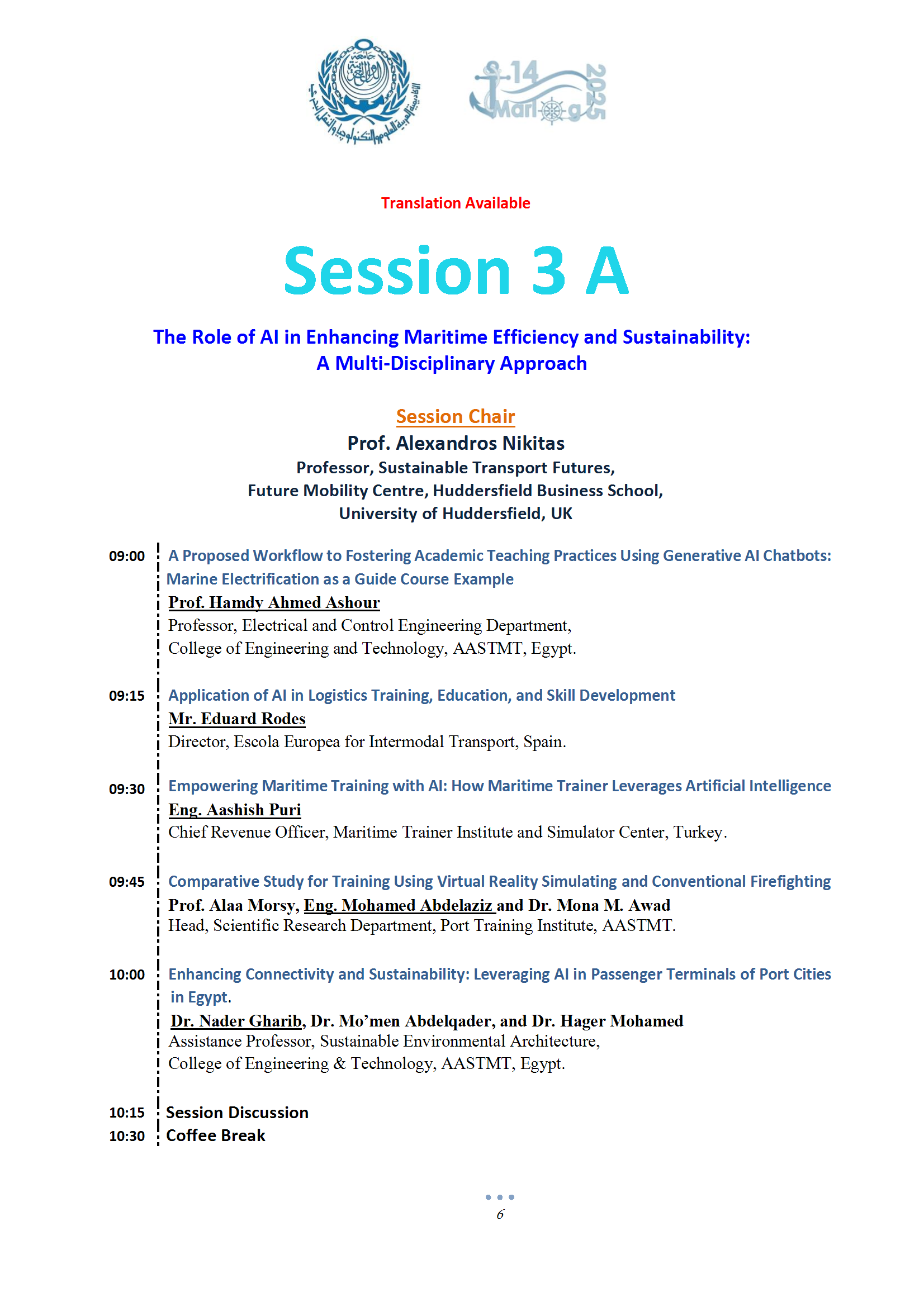 MARLOG15, 2026 | Full Program