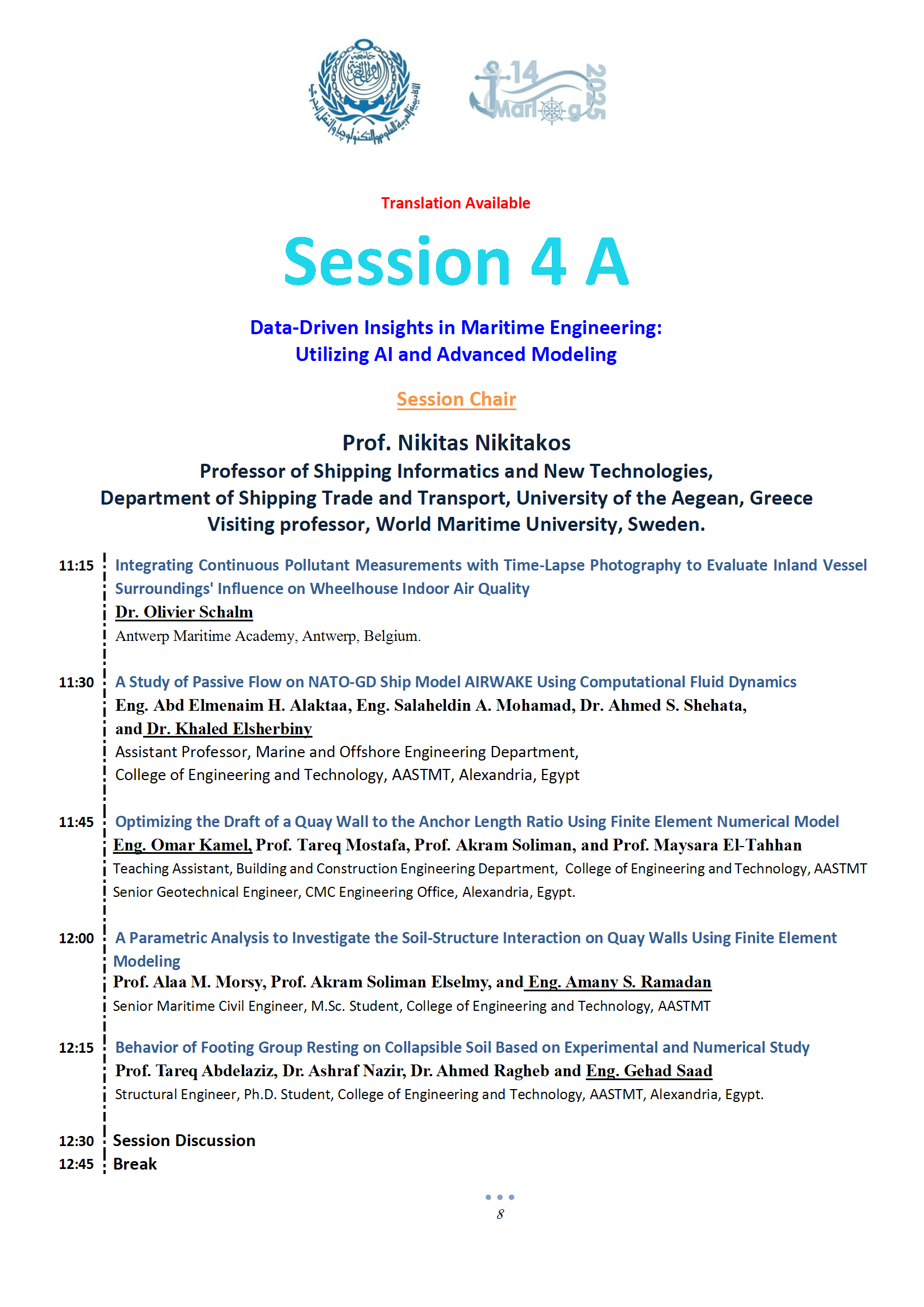 MARLOG15, 2026 | Full Program