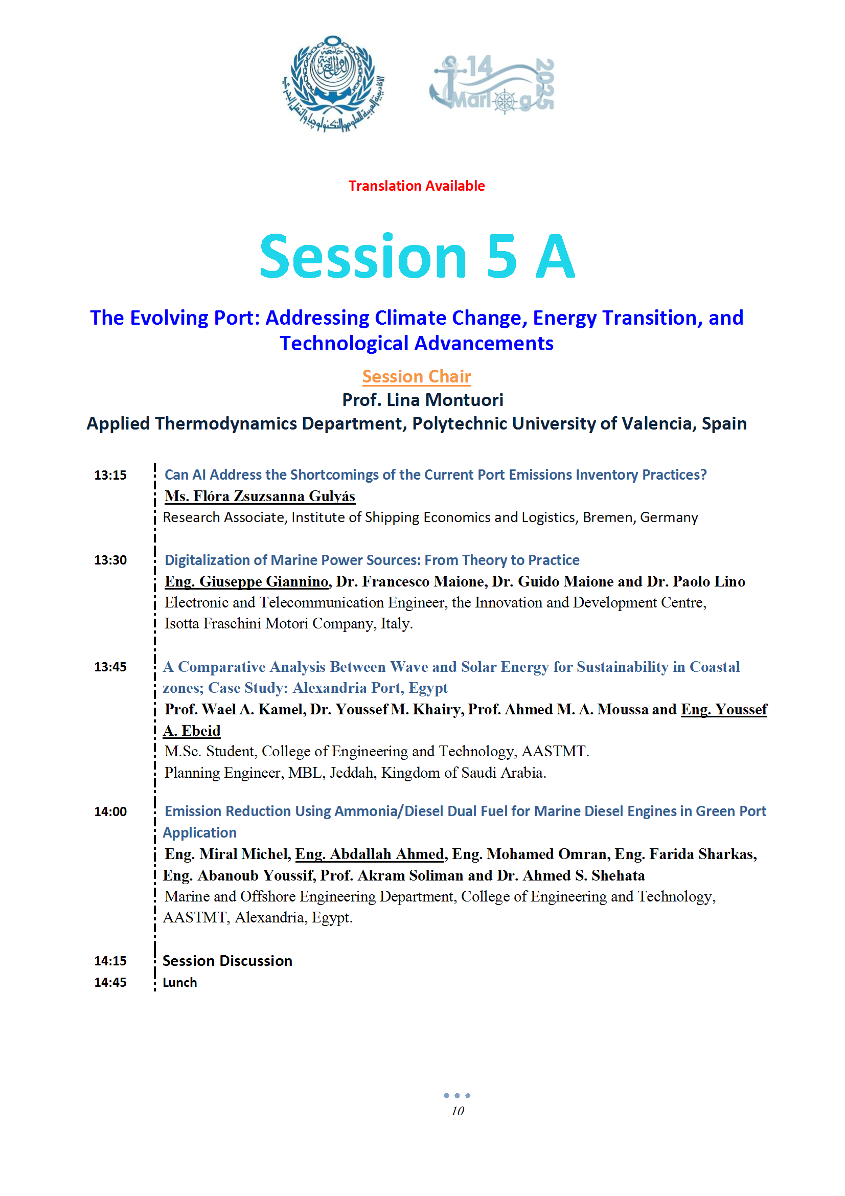 MARLOG15, 2026 | Full Program