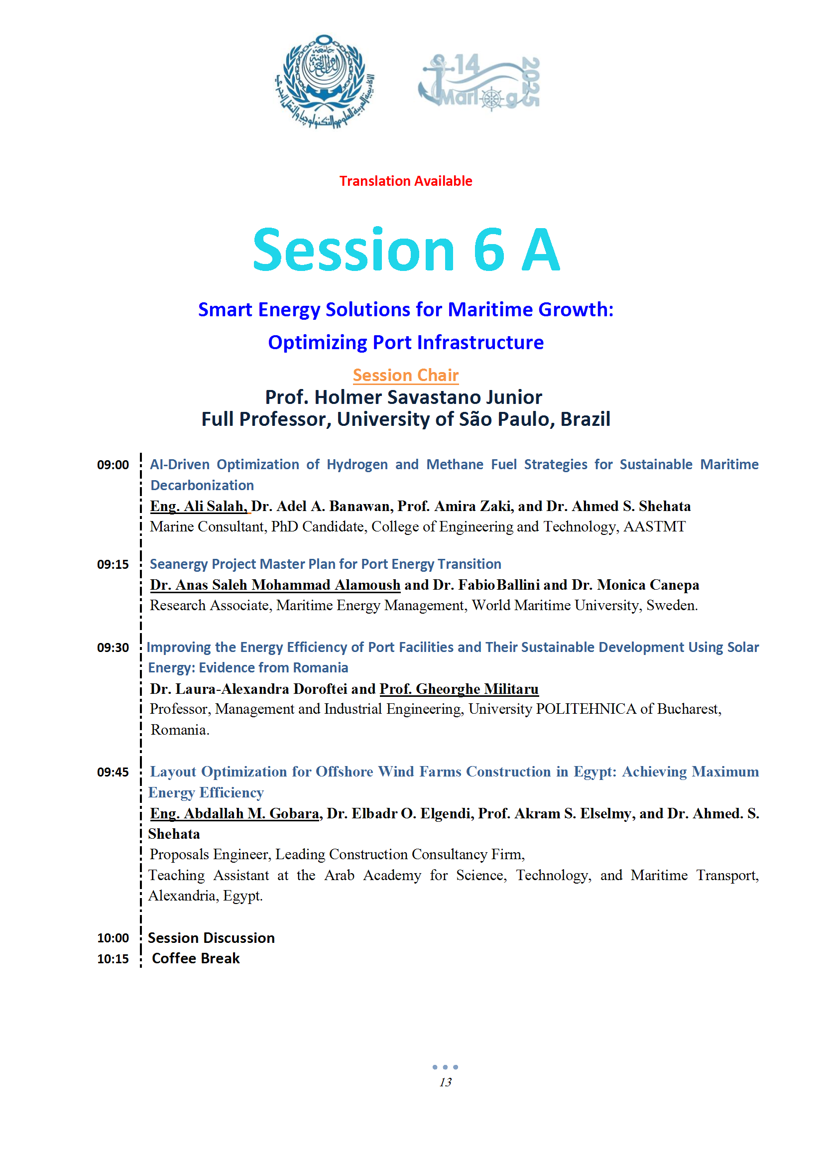 MARLOG15, 2026 | Full Program